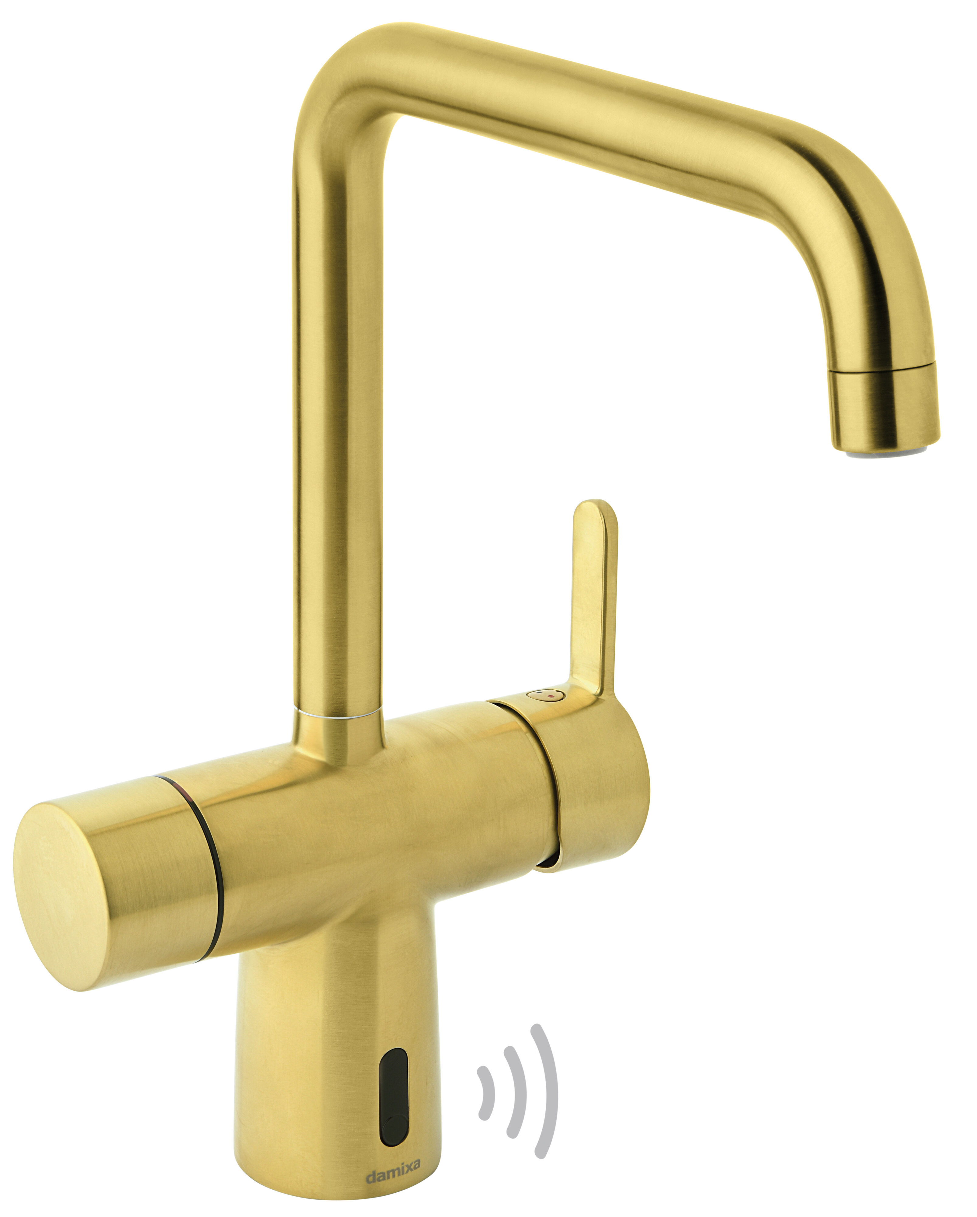 Silhouet Brushed Brass Touchless kitchen tap [https://damixa.com]